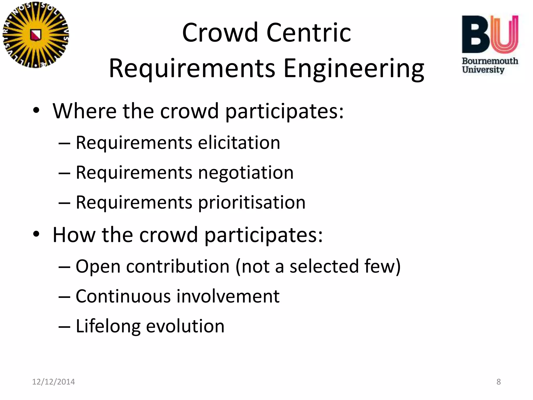 Crowd centric requirements engineering - ra | PPT