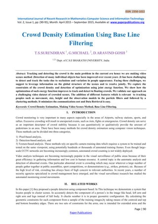 Crowd Density Estimation Using Base Line Filtering | PDF