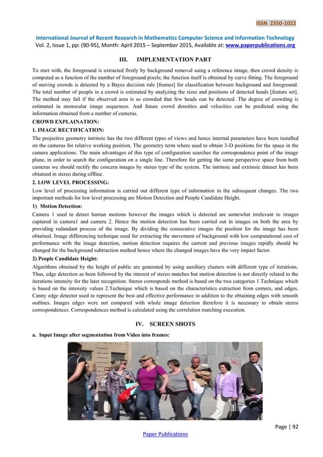 Crowd Density Estimation Using Base Line Filtering Pdf