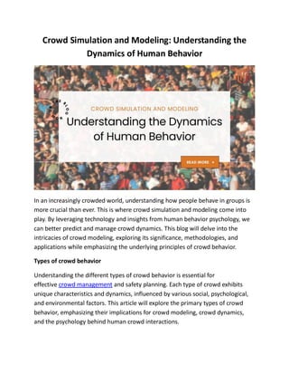 Crowd Simulation and Modeling: Understanding the Dynamics of Human ...