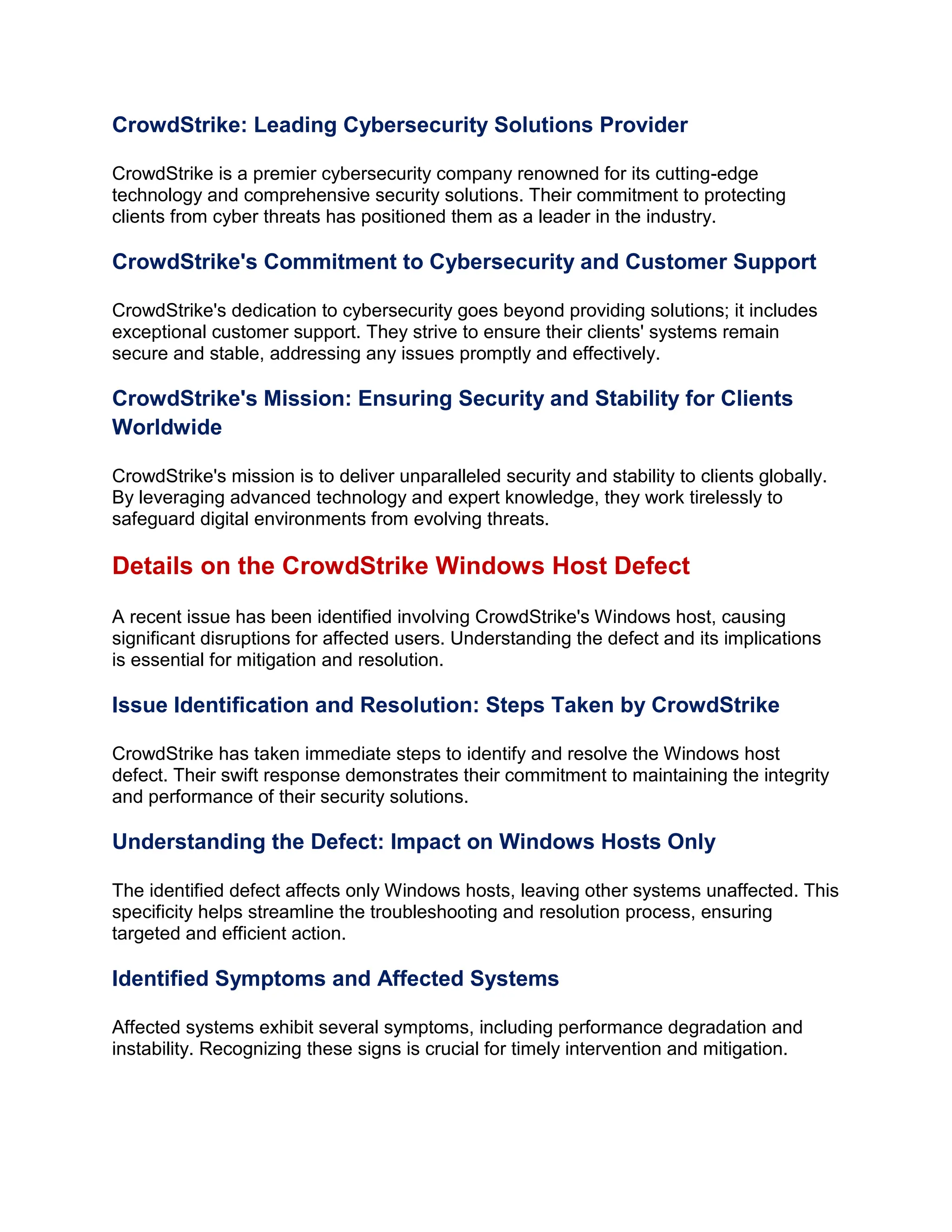 Crowd Strike\Windows Update Issue: Overview and Current Status | PDF
