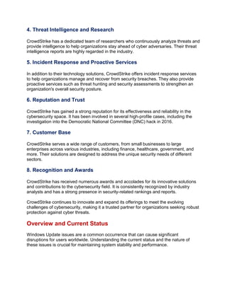 Crowd Strike\Windows Update Issue: Overview and Current Status | PDF