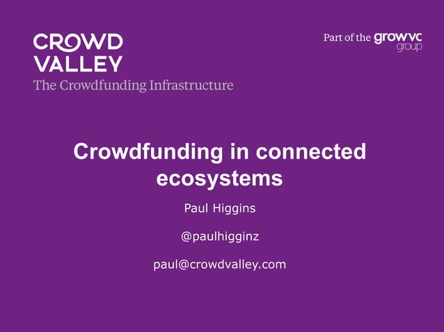 Crowdfunding in connected ecosystems | PPTX | Venture Capital | Business Banking & Finance