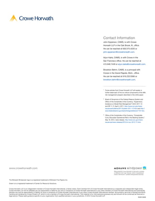 Crowe AML Model Risk Management Whitepaper | PDF