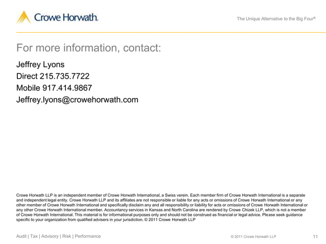 Crowe Horwath Overview 0811 | PPTX