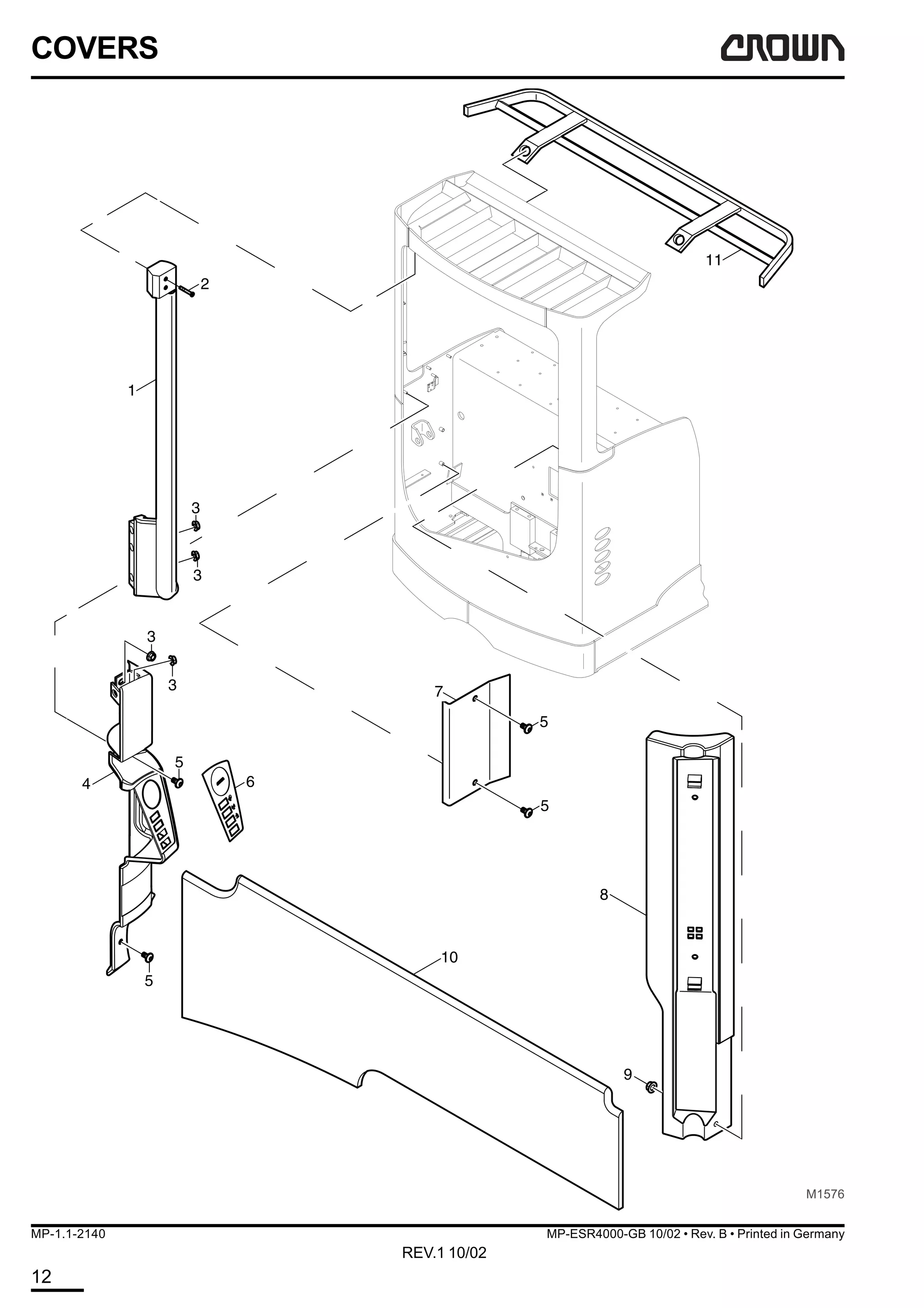 Crown esr4000 series forklift parts catalogue manual | PDF