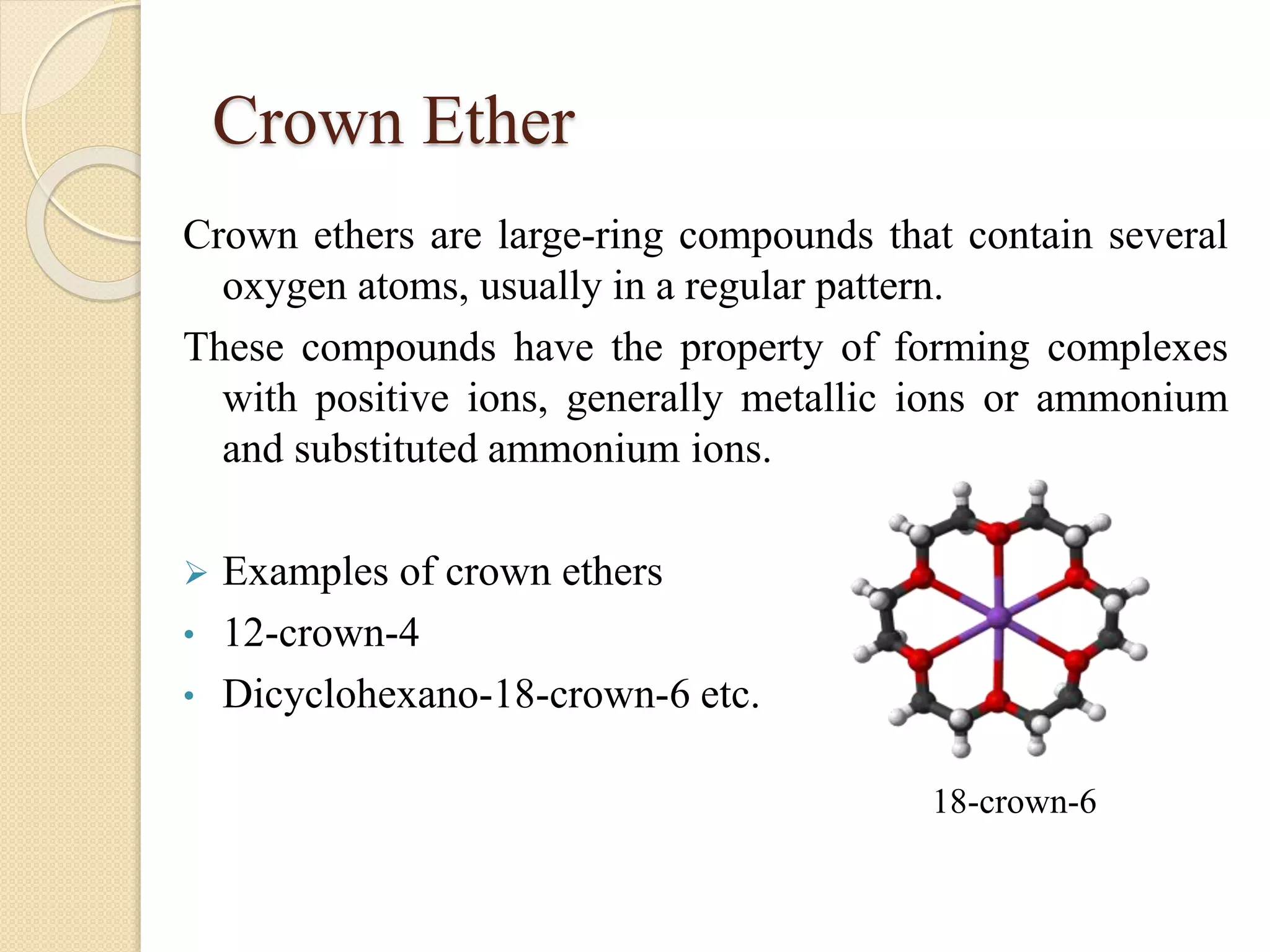 Crown ethers and inclusion compounds | PPTX | Chemistry | Science