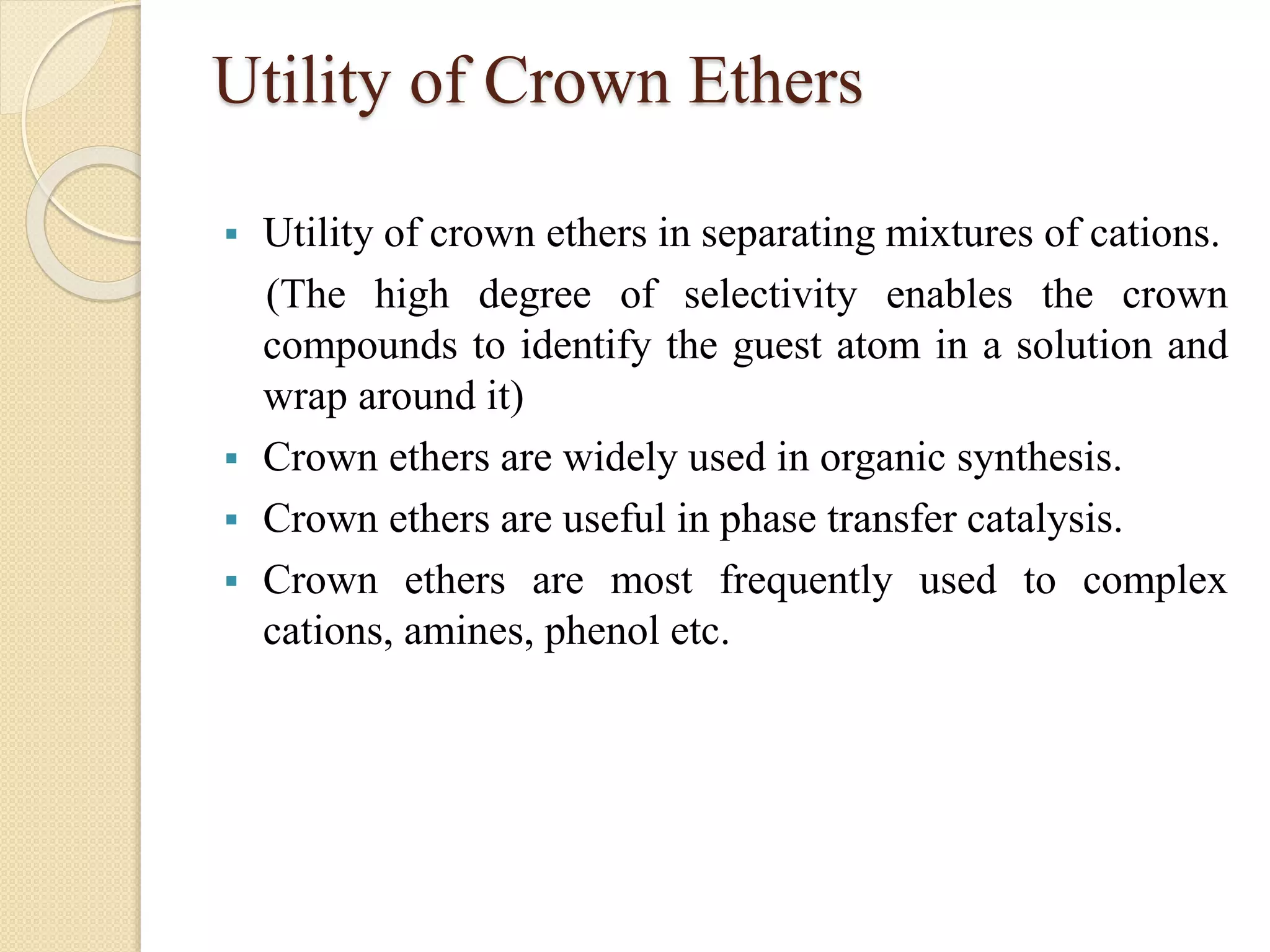 Crown ethers and inclusion compounds | PPTX | Chemistry | Science