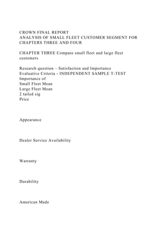 CROWN FINAL REPORTANALYSIS OF SMALL FLEET CUSTOMER SEGMENT FOR C.docx