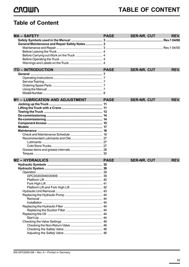 Crown gpc2020 lift truck service repair manual | PDF