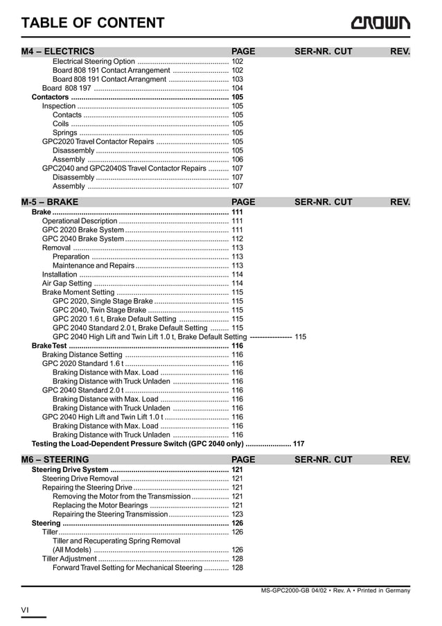 Crown gpc2020 lift truck service repair manual | PDF