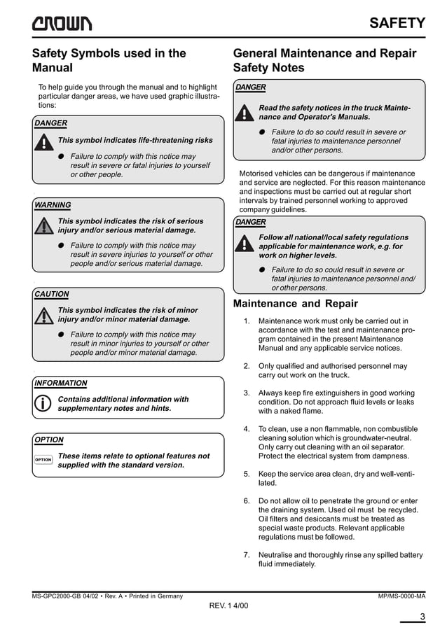 Crown gpc2040 lift truck service repair manual | PDF
