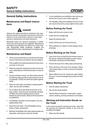 Crown gpc3020 lift truck service repair manual | PDF
