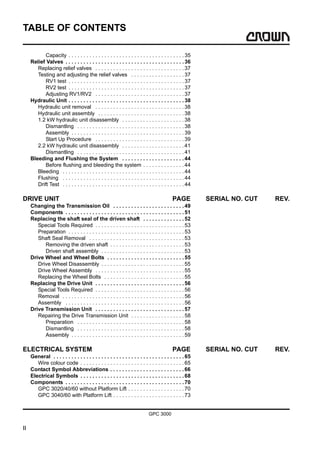 Crown gpc3020 lift truck service repair manual | PDF
