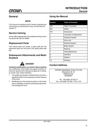 Crown gpc3040 lift truck service repair manual | PDF