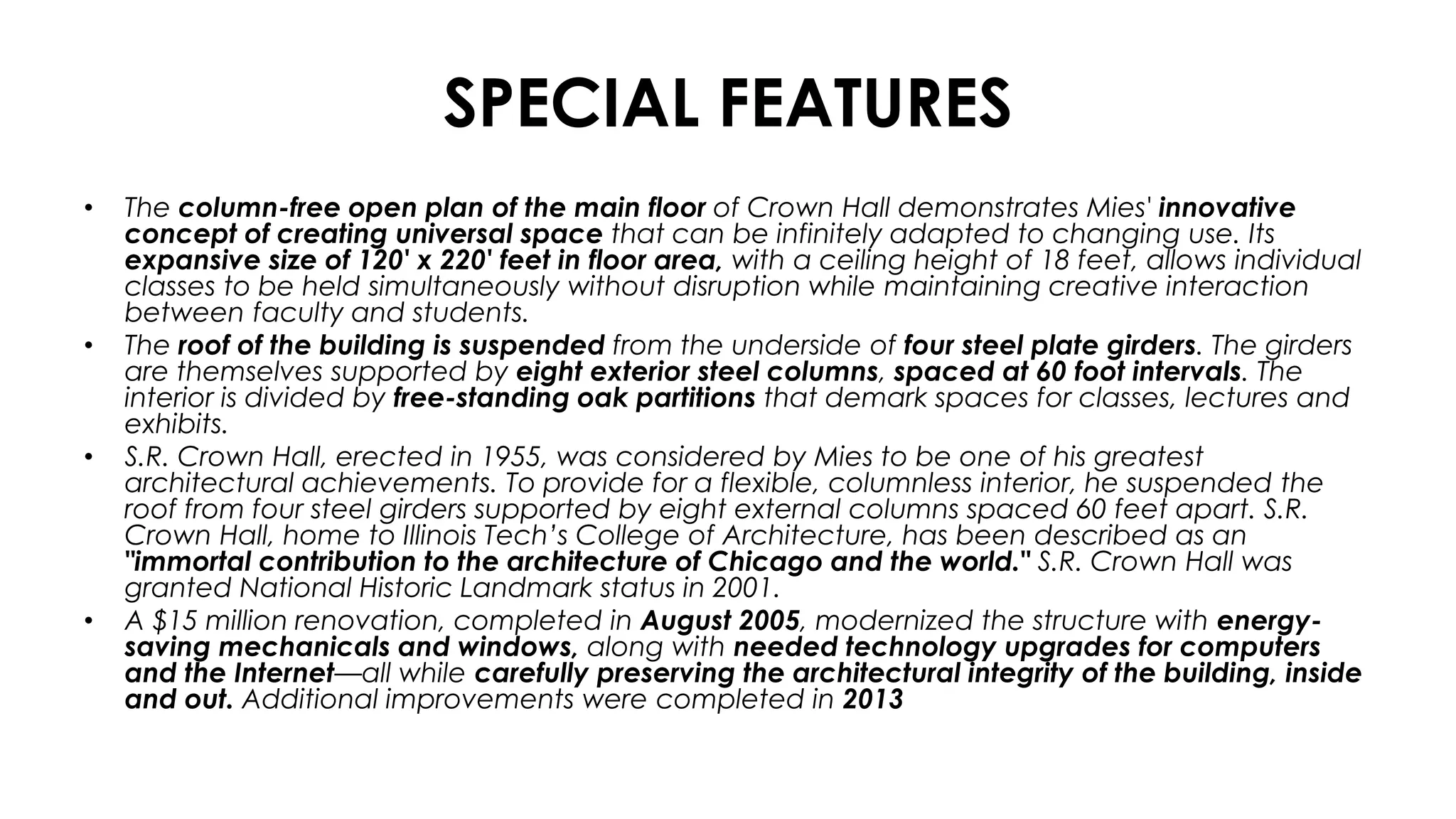 Ludwig Mies Van Der Rohe Crown hall, llinois Institute of Technology | PPTX
