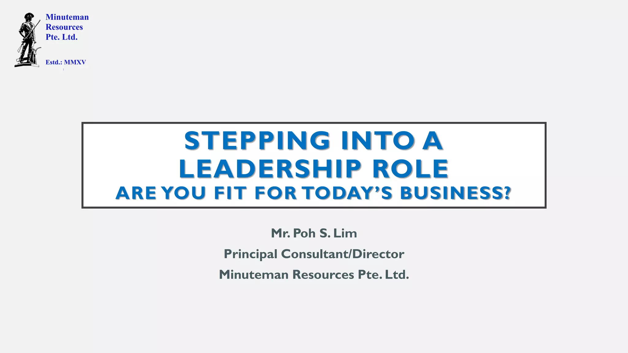 Stepping into a Leadership Role - Are You Fit for Today's Business | PPT