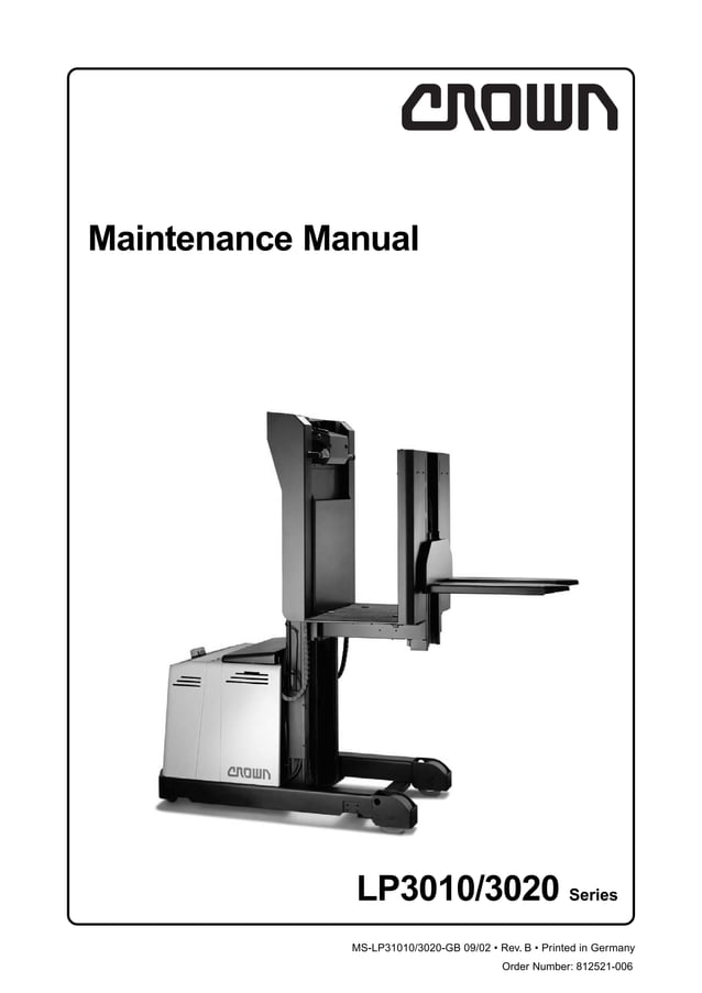 Crown LP3020 Lift Truck Service Repair Manual.pdf
