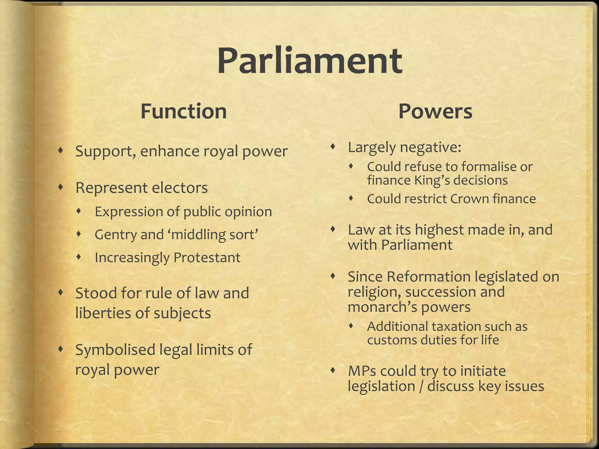 17th Century Crown and Parliament | PPTX