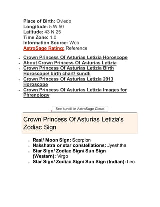 Crown princess of asturias letizia astrology info . | DOCX