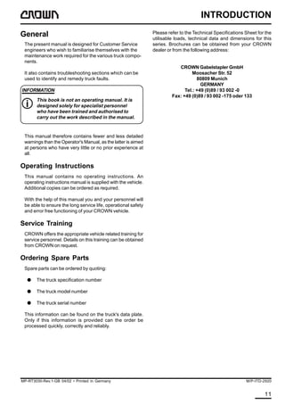 Crown rt3030 series pallet truck parts catalogue manual | PDF