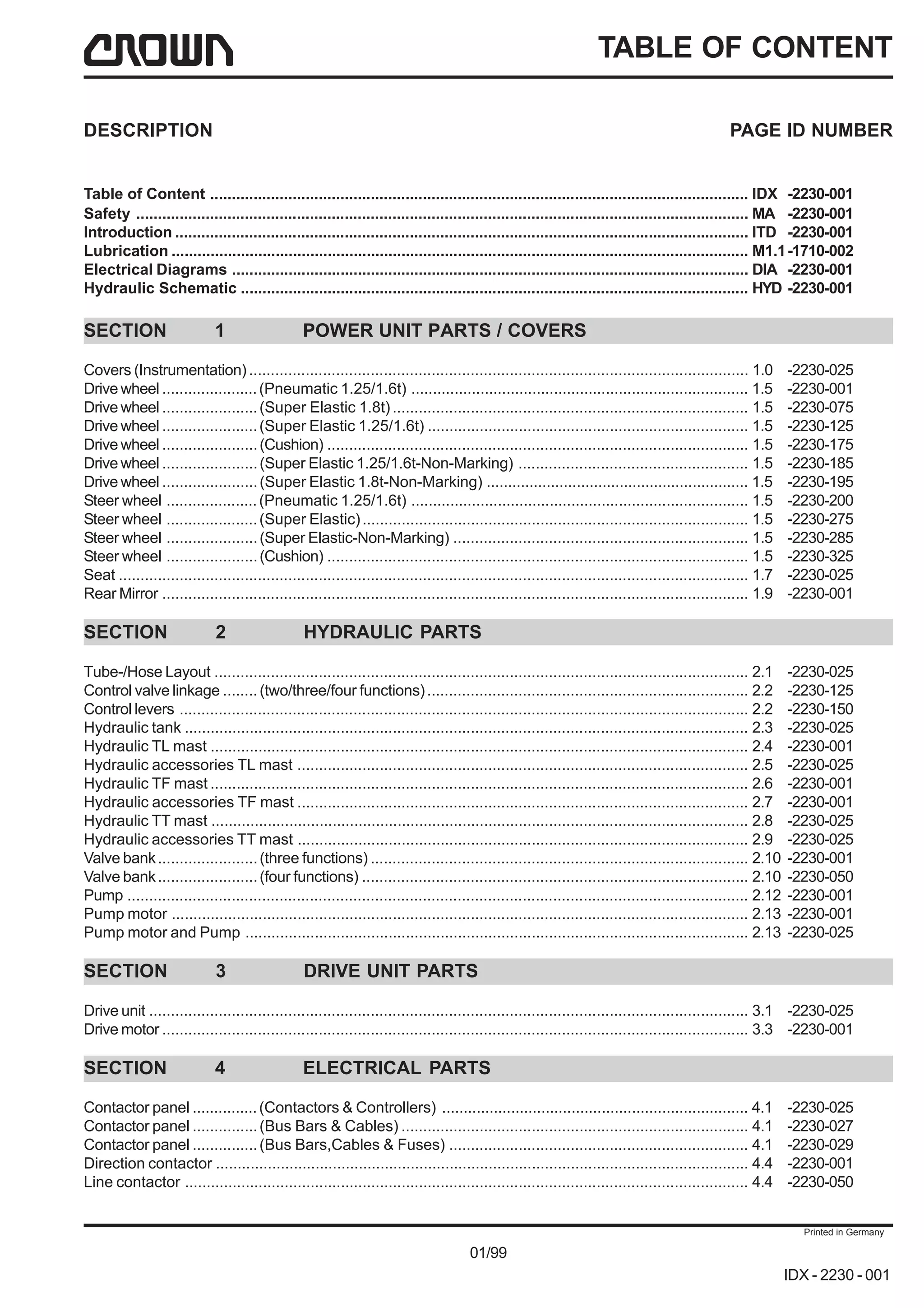 Crown sc3013 forklift parts catalogue manual | PDF