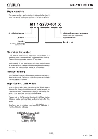 Crown sc3013 forklift parts catalogue manual | PDF