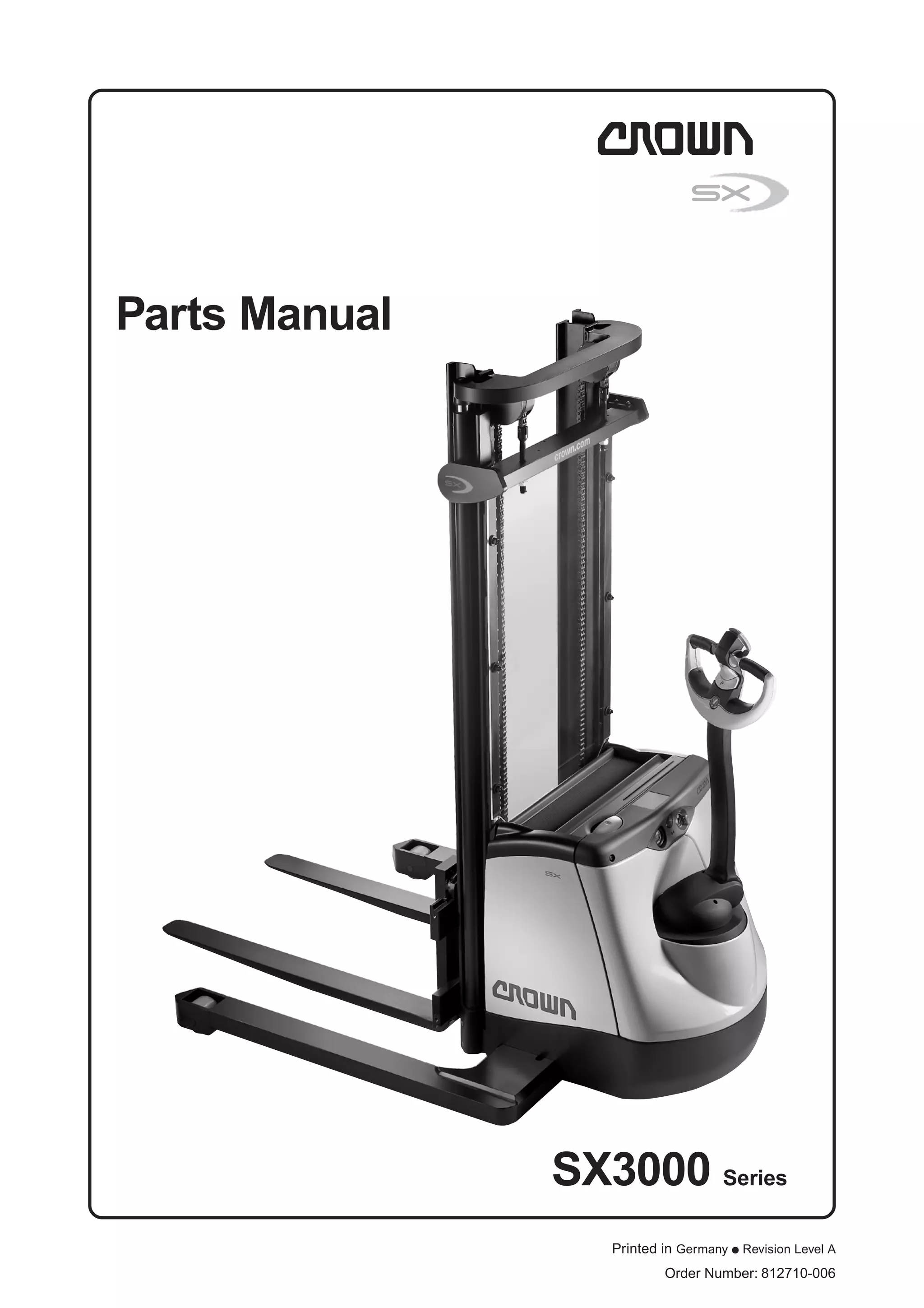 Crown sx3000 series forklift parts catalogue manual | PDF