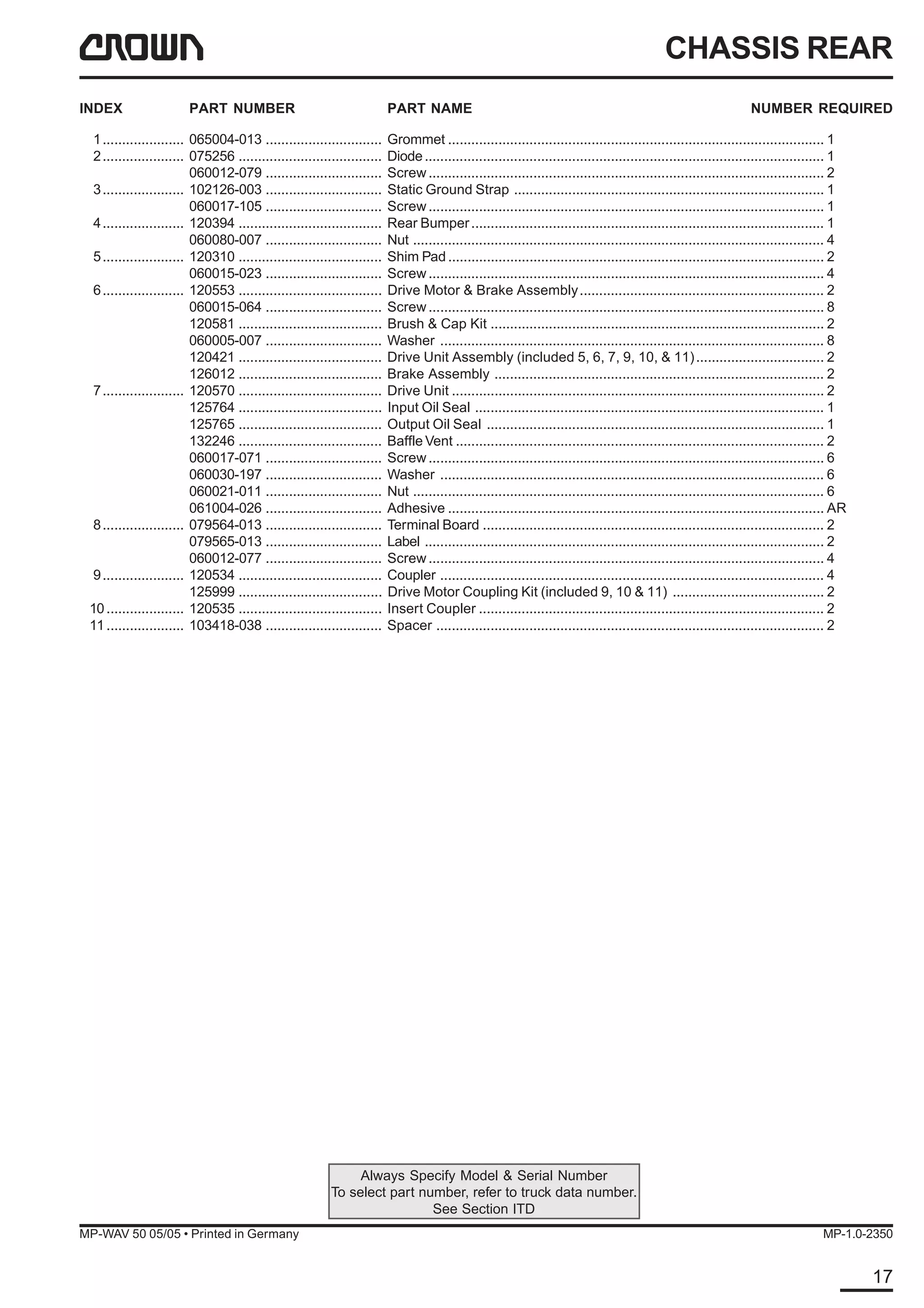 Crown wav50 work assit vehicle parts catalogue manual | PDF