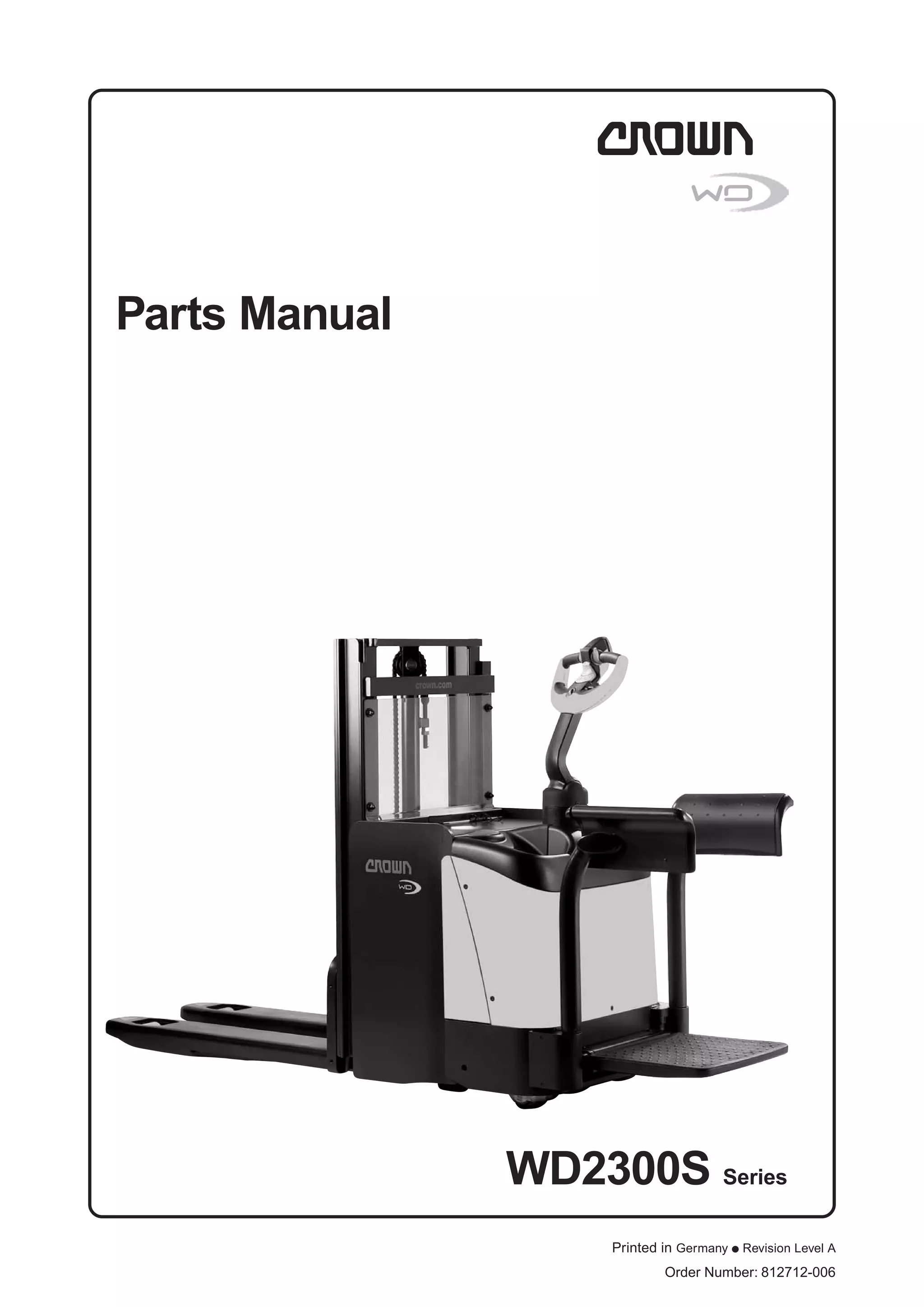 Crown wd2300 s series walkie reach stacker parts catalogue manual | PDF