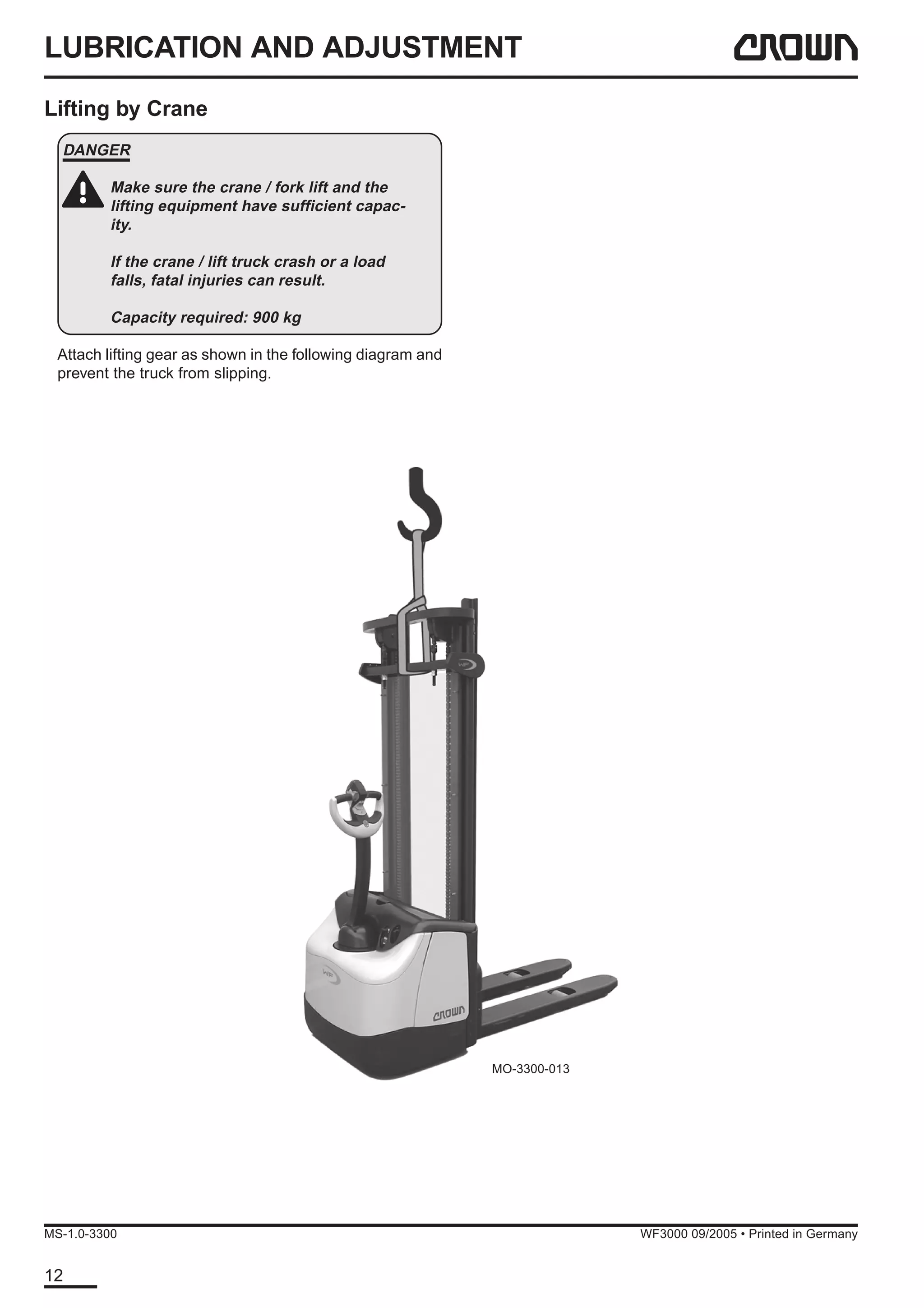 Crown wf3000 series forklift service repair manual | PDF