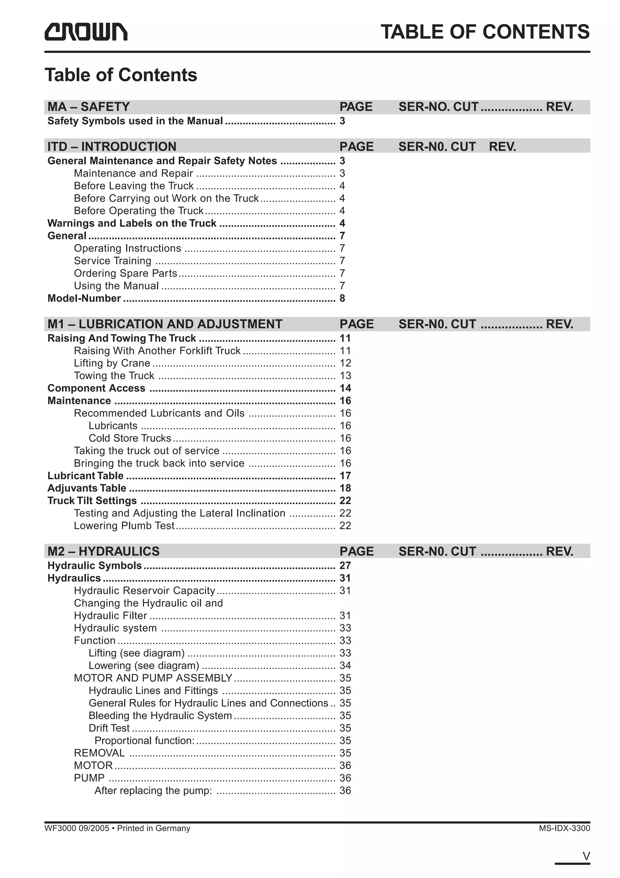 Crown wf3000 series forklift service repair manual | PDF