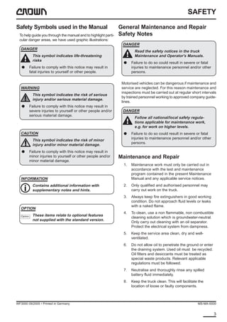 Crown wf3000 series forklift service repair manual | PDF