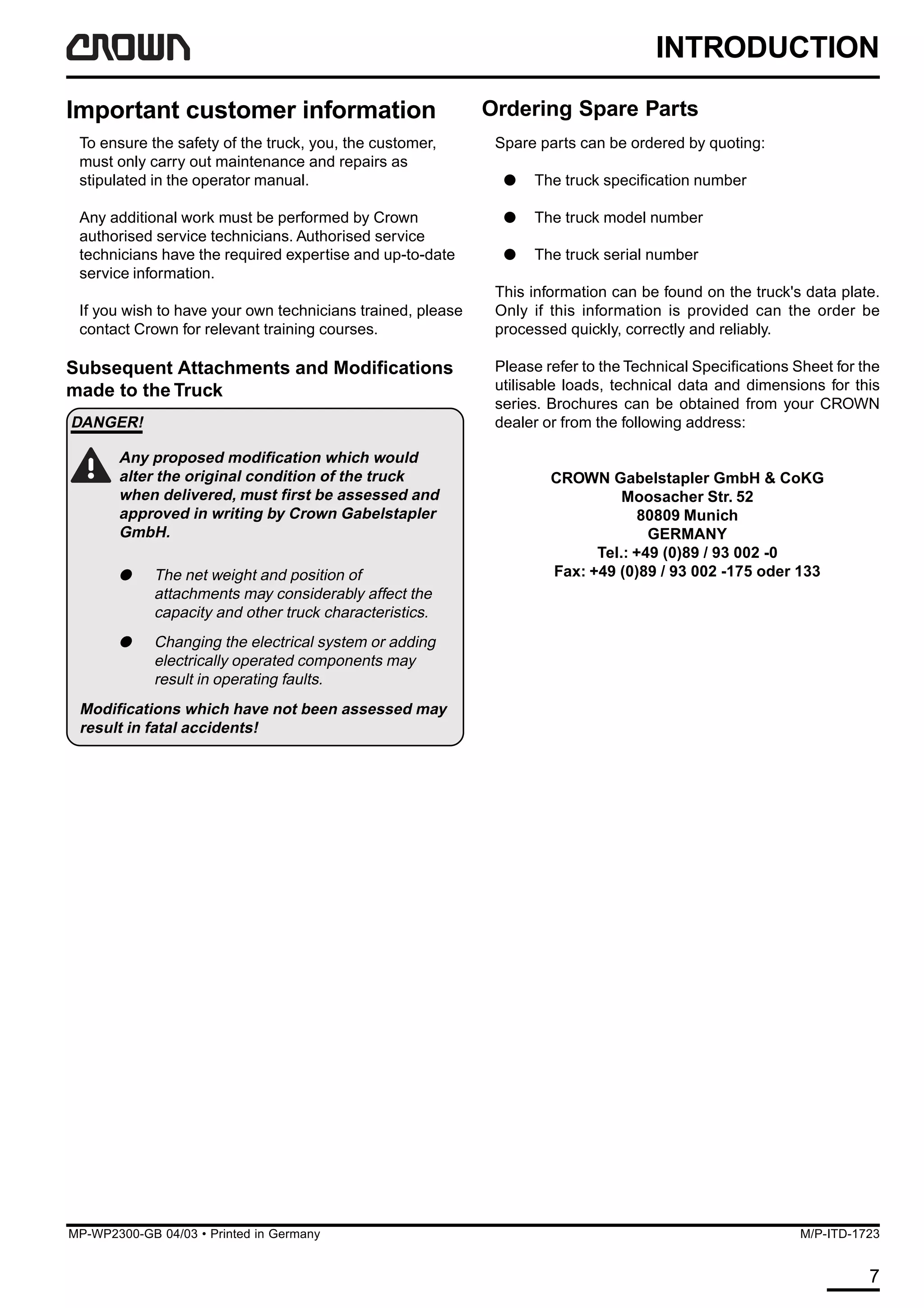 Crown wp2300 series pallet truck parts catalogue manual | PDF