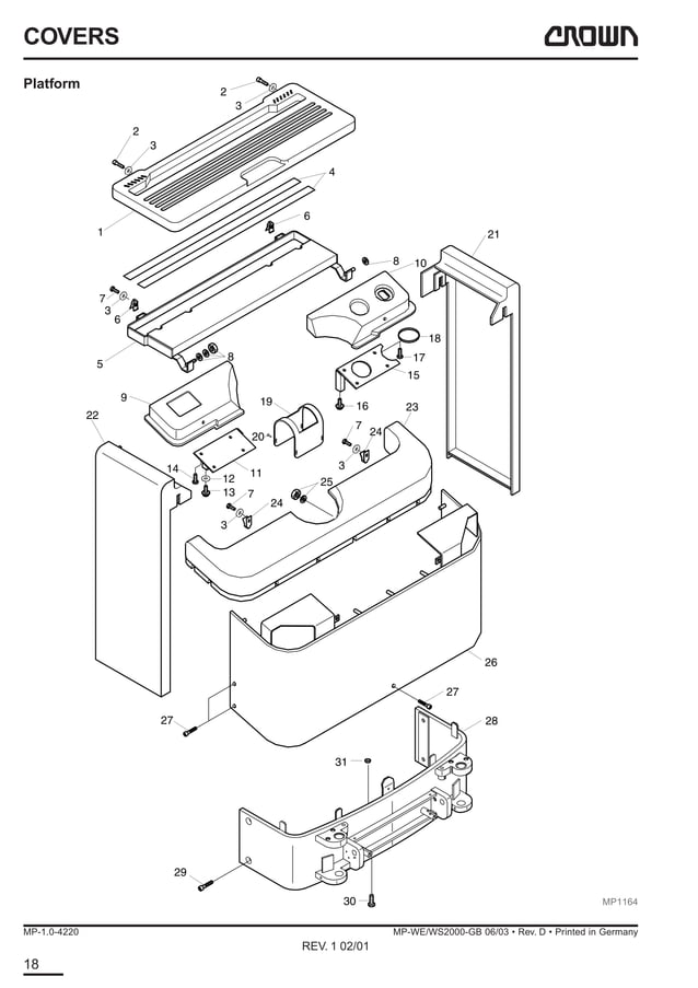 Crown ws2000 series forklift parts catalogue manual | PDF
