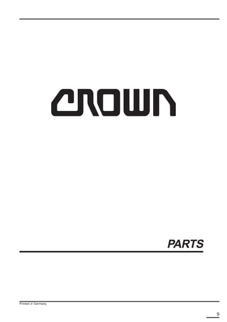 Crown ws2000 series forklift parts catalogue manual | PDF