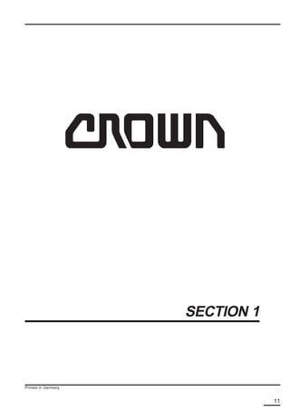 Crown ws2000 series forklift parts catalogue manual | PDF