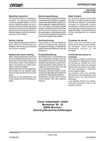 Crown ws2000 series forklift service repair manual | PDF