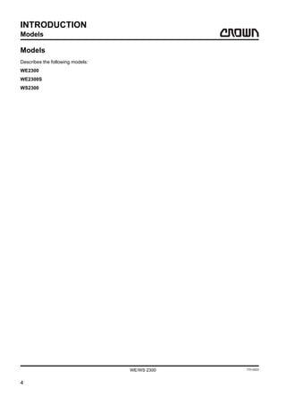 Crown ws2300 series forklift parts catalogue manual | PDF
