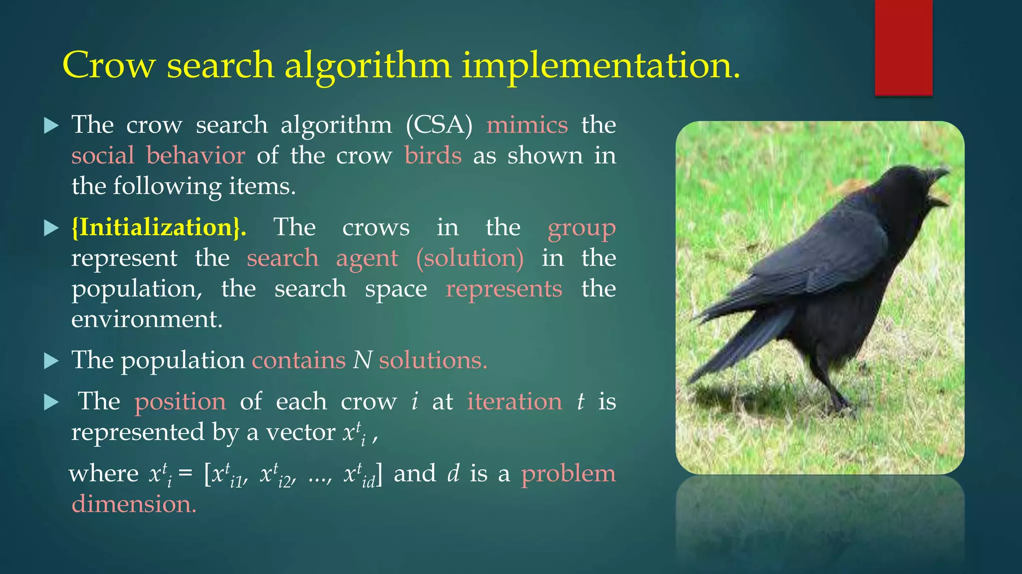 Crow search algorithm | PPTX