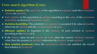 Crow search algorithm | PPTX