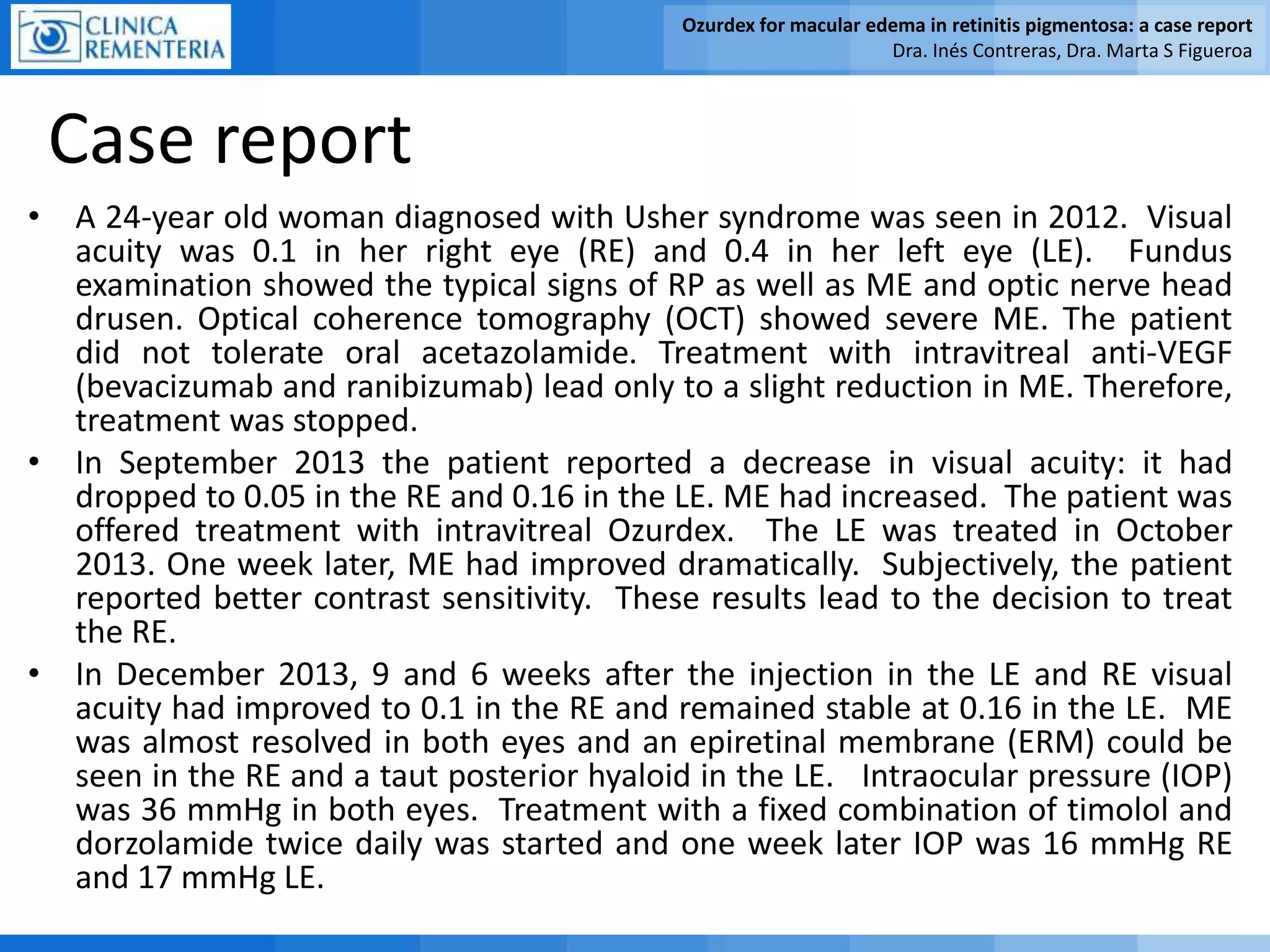 Ozurdex for macular edema in retinitis pigmentosa | PPTX