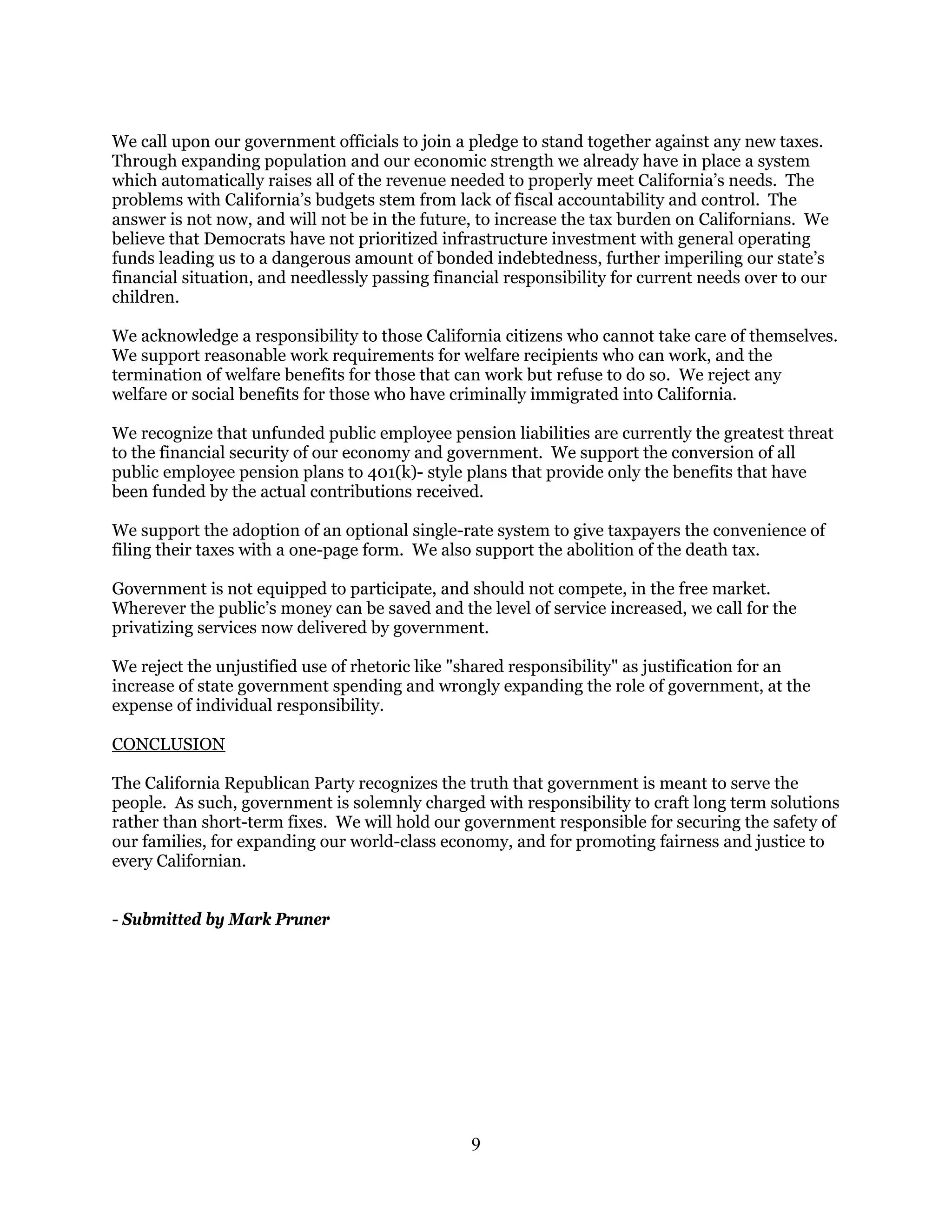 Crp party platformproposed-2011 | PDF