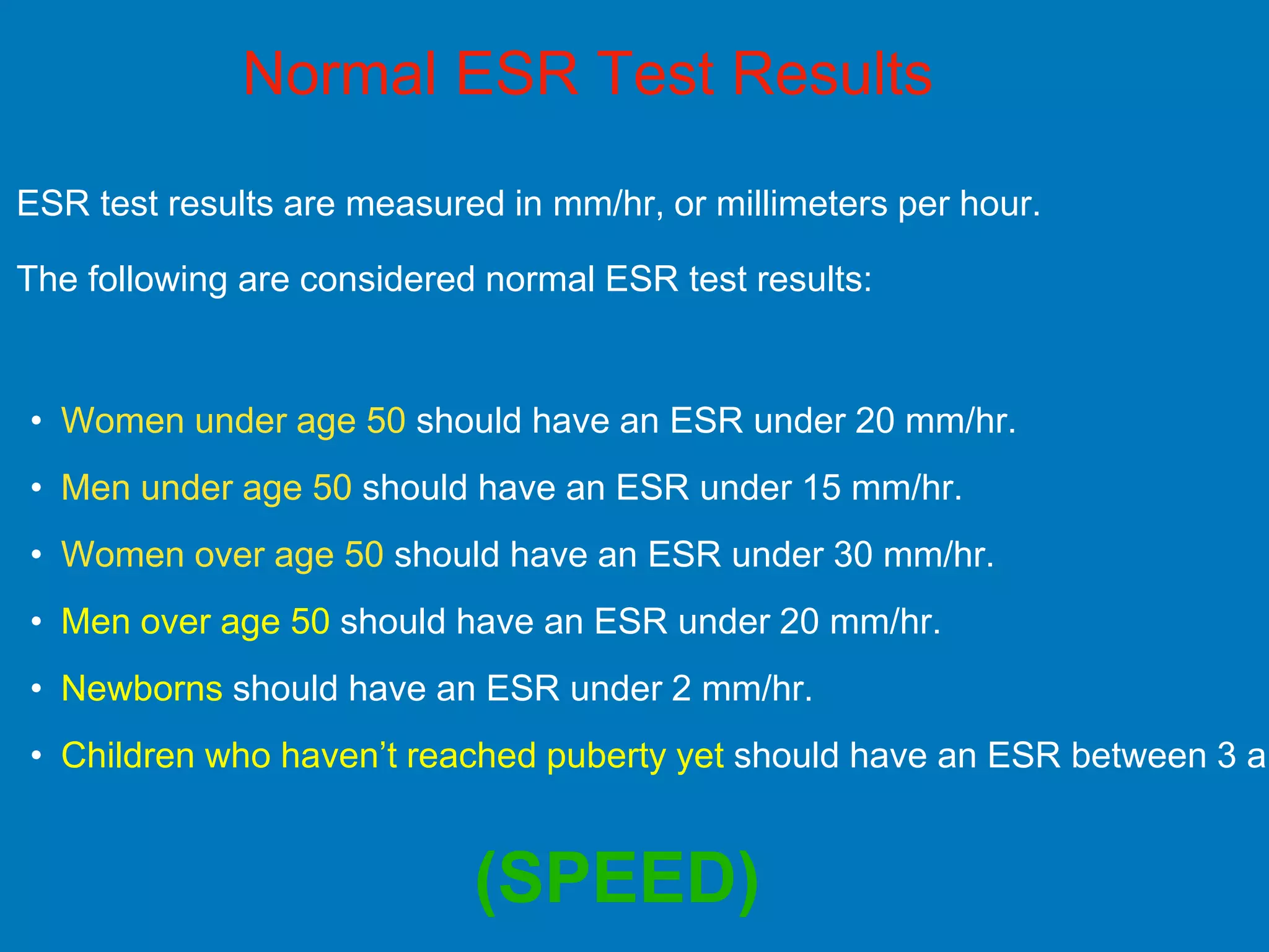 CRP test & ESR test | PPTX | Blood Disorders | Diseases and Conditions