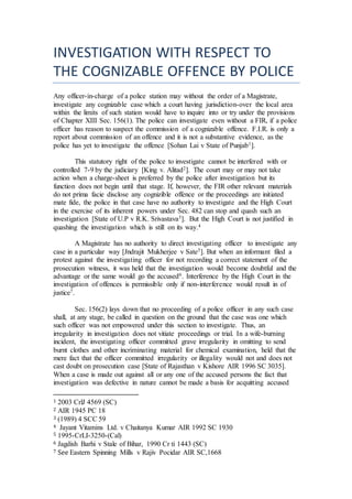 Investigation with respect to the cognizable offence by police- FIR ...