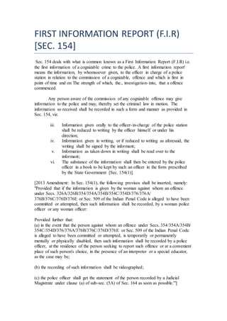 Investigation with respect to the cognizable offence by police- FIR ...