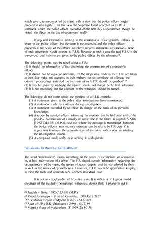 Investigation with respect to the cognizable offence by police- FIR ...