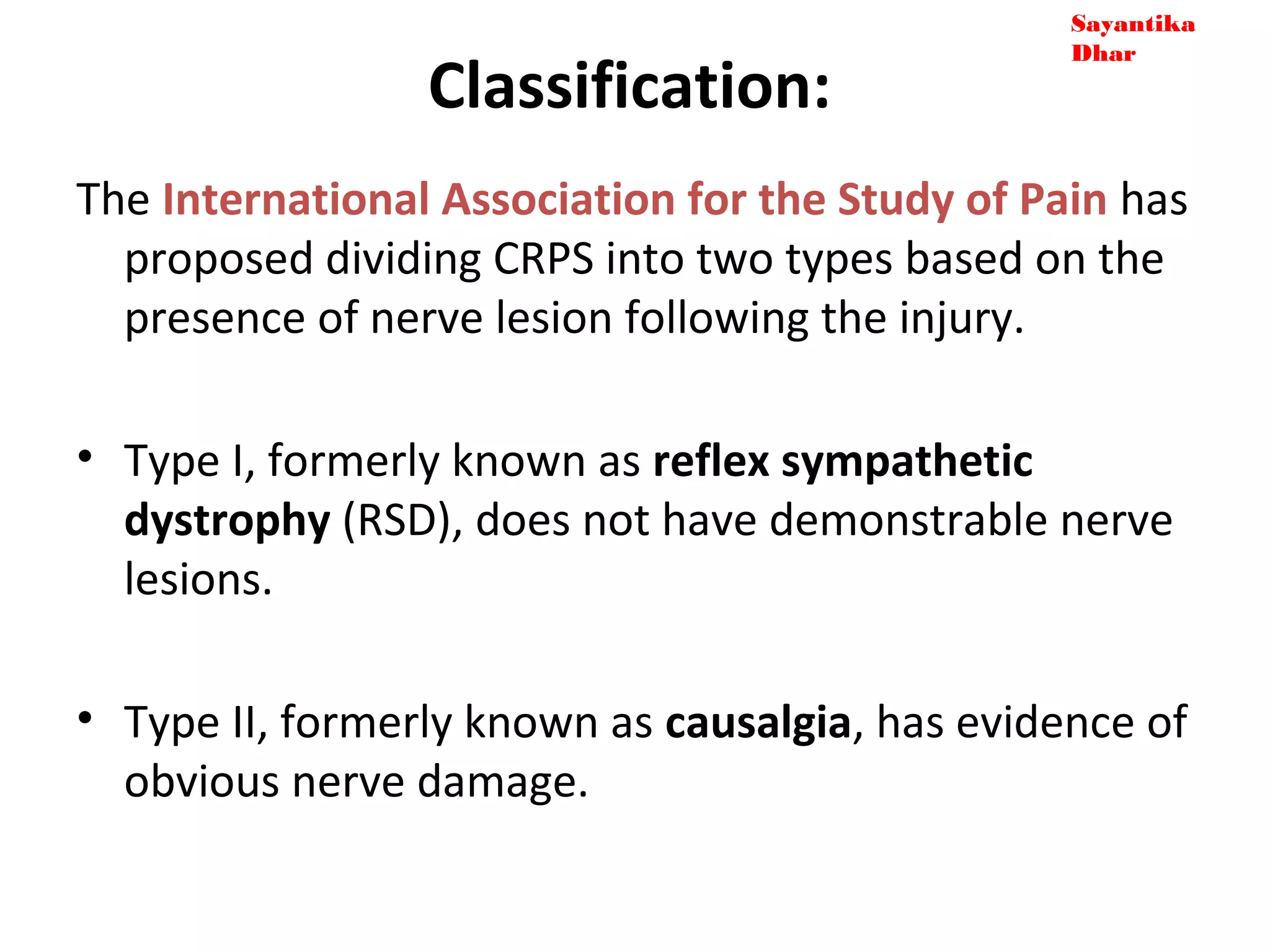 Reflex Sympathetic Dystrophy (CRPS 1) | PPT