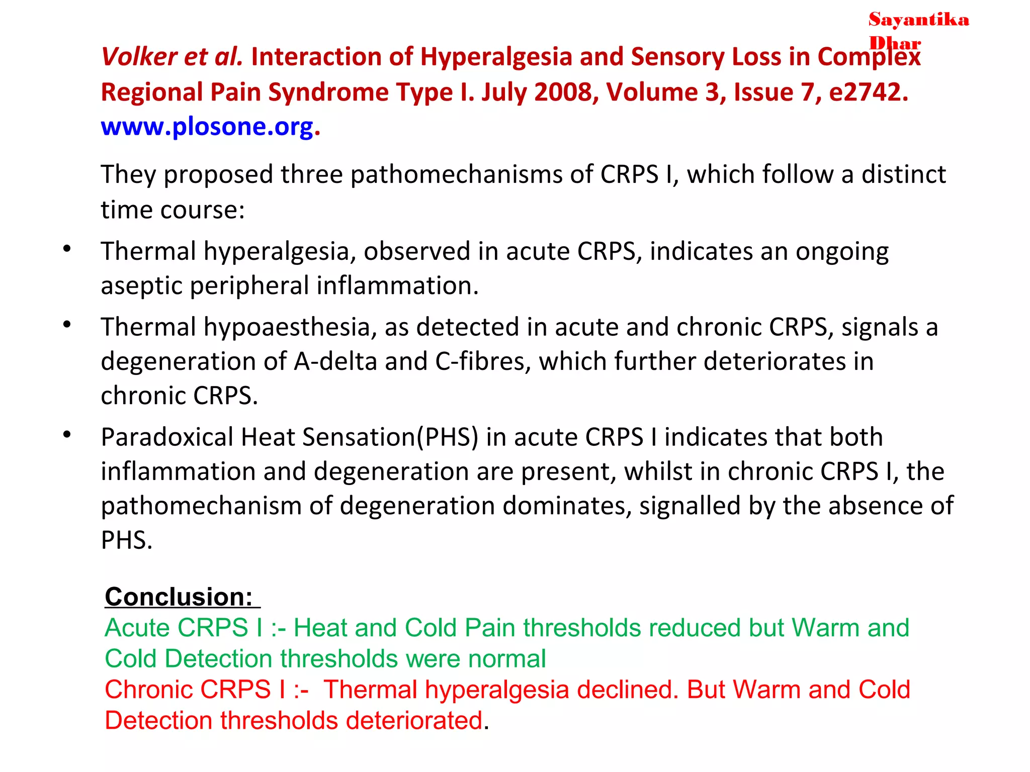 Reflex Sympathetic Dystrophy (CRPS 1) | PPT