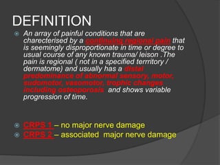 CRPS/ SUDECKS DYSTROPHY & MYOSITIS OSSIFICANS | PPTX